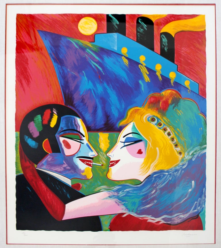 Contemporary Framed Serigraph Love on Boat Earl Linderman Signed 1988 ...