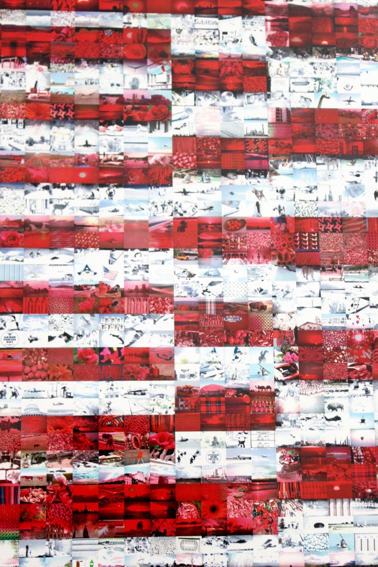 Contemporary Framed Three Flags Photo Mosaic Seriolithograph Signed ...