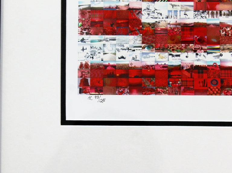 Contemporary Framed Three Flags Photo Mosaic Seriolithograph Signed ...