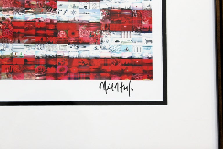 Contemporary Framed Three Flags Photo Mosaic Seriolithograph Signed ...