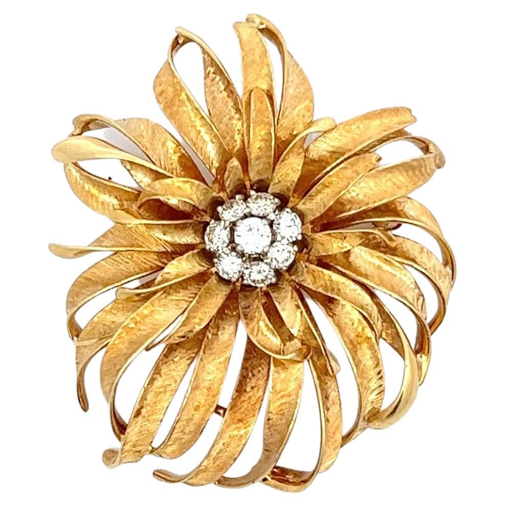 Contemporary French Made 18 Karat Brooch With .9 Carats Brilliant Cut ...