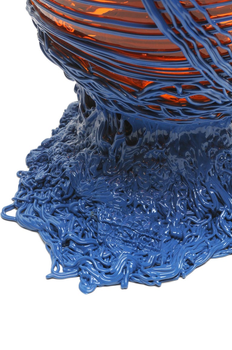 Contemporary Gaetano Pesce Spaghetti M Vase Soft Resin Orange Dark ...