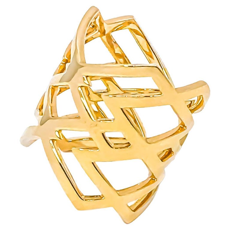 Contemporary Geometric Design 18KT Gold Ring For Sale at 1stDibs