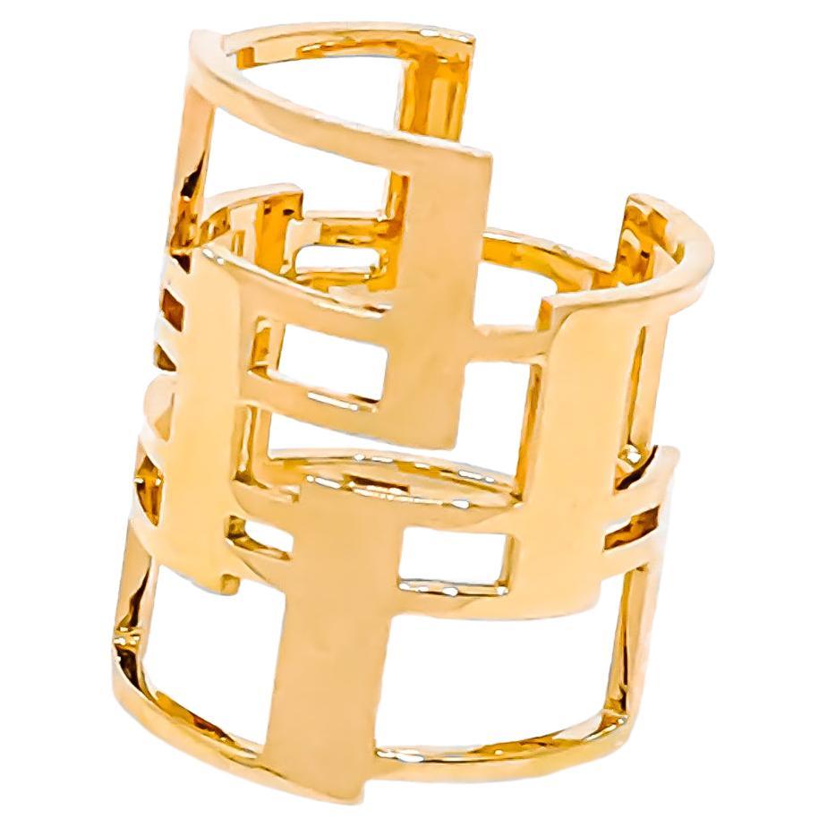 Contemporary Geometric Design 18KT Gold Ring For Sale at 1stDibs