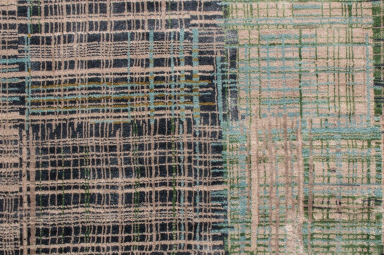 Rug and Kilim's Contemporary Geometric Green and Blue Wool Rug For Sale ...