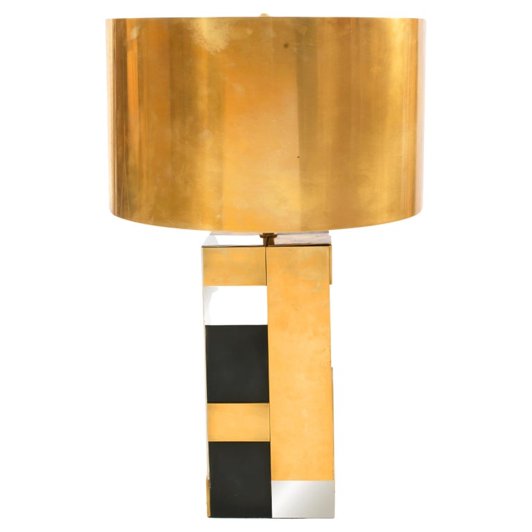 Contemporary Geometric Mixed Metal Table Lamp at 1stDibs