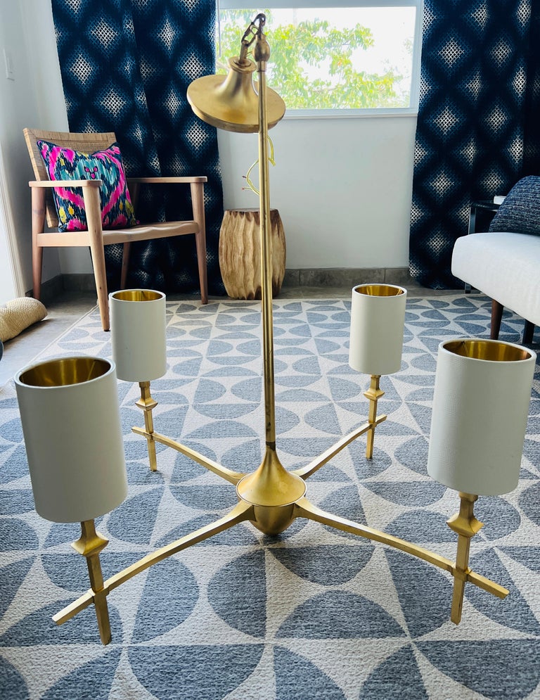 Contemporary Gilt Iron Chandelier with Four Arm Design For Sale at 1stDibs