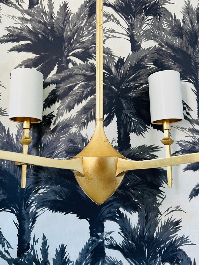 Contemporary Gilt Iron Chandelier with Four Arm Design For Sale at 1stDibs