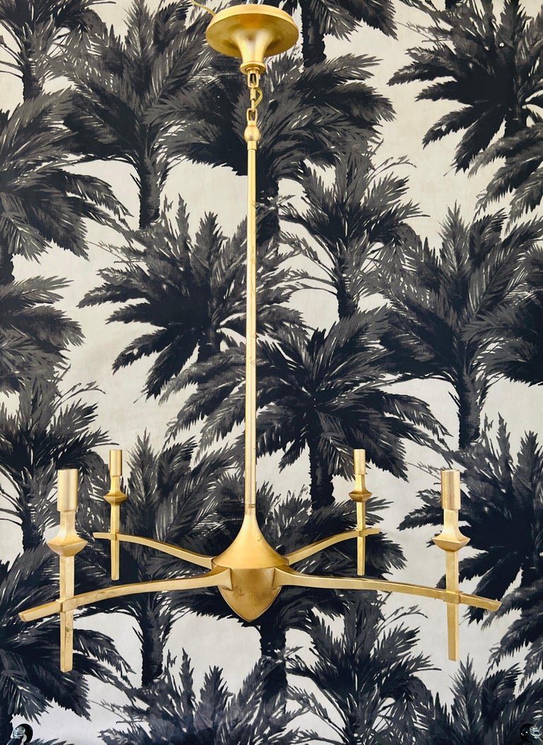Contemporary Gilt Iron Chandelier with Four Arm Design For Sale at 1stDibs