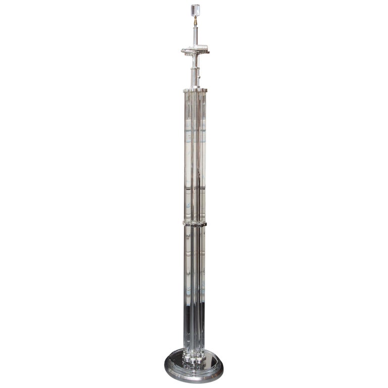 Contemporary Glass and Chrome Standing Lamp For Sale at 1stDibs
