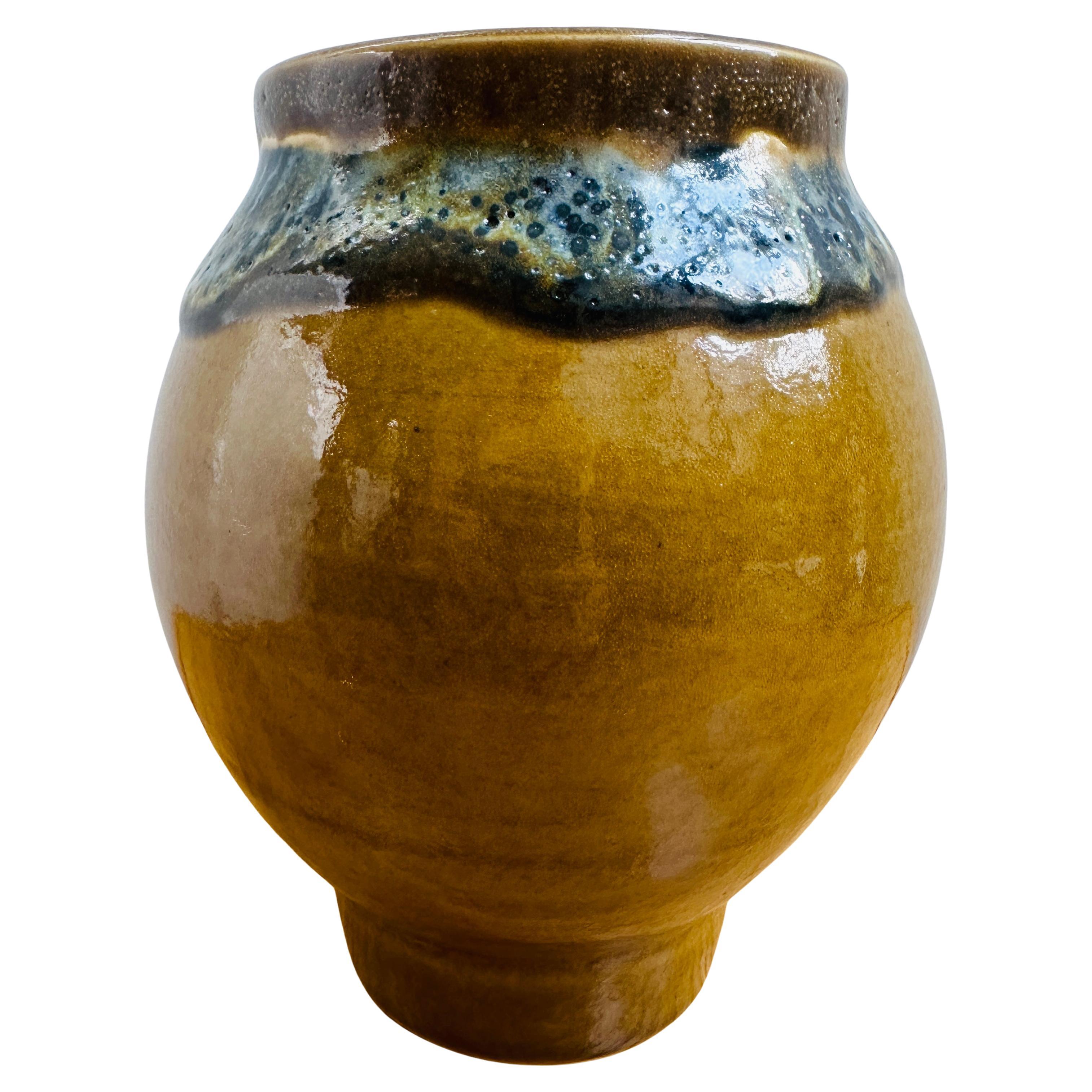 Contemporary Glazed Ceramic Rustic Green and Blue Pottery Vase by FD21 ...