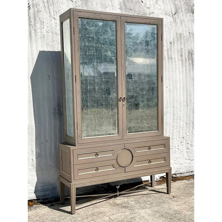 Contemporary Global Views Eglomise Tall Collectors Cabinet For Sale at ...