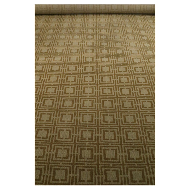 Contemporary Gold and Brown Geometric Patterned Area Rug For Sale at ...
