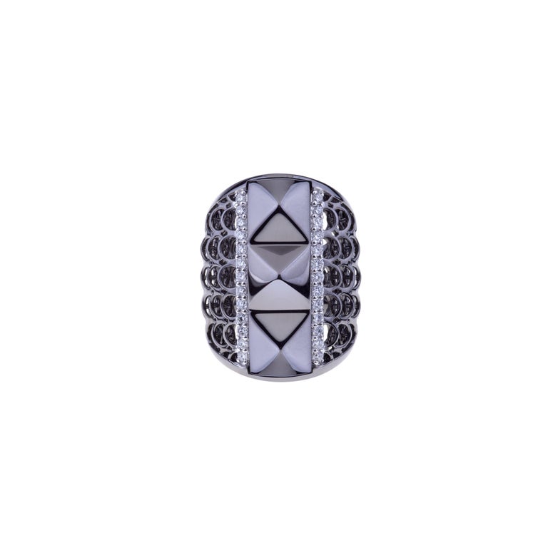 Contemporary Gold Mesh Ring Black with Ruthenium and Diamonds For Sale ...