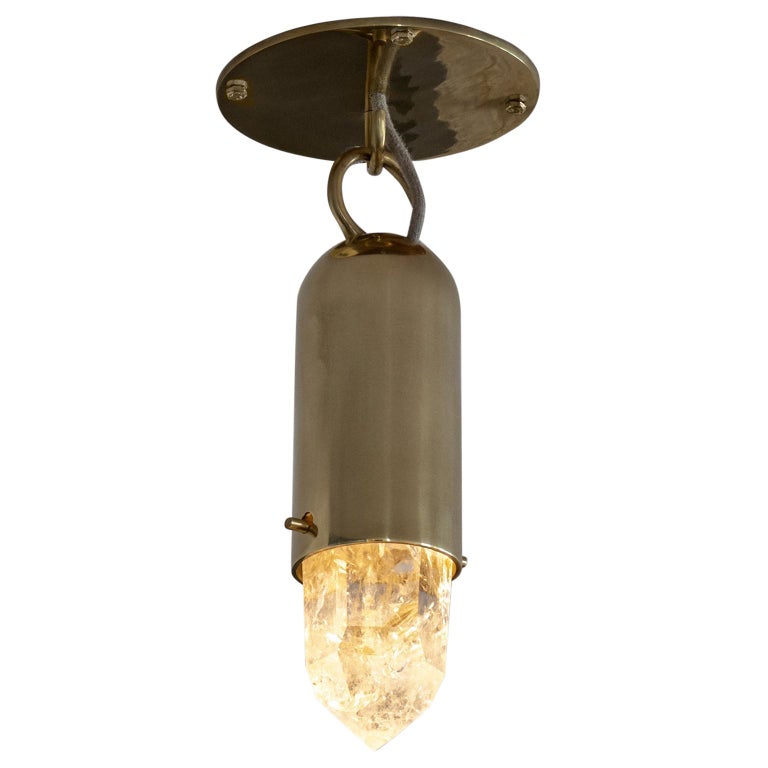 Contemporary Golden Ceiling Light in Cast Brass and Illuminated Raw ...