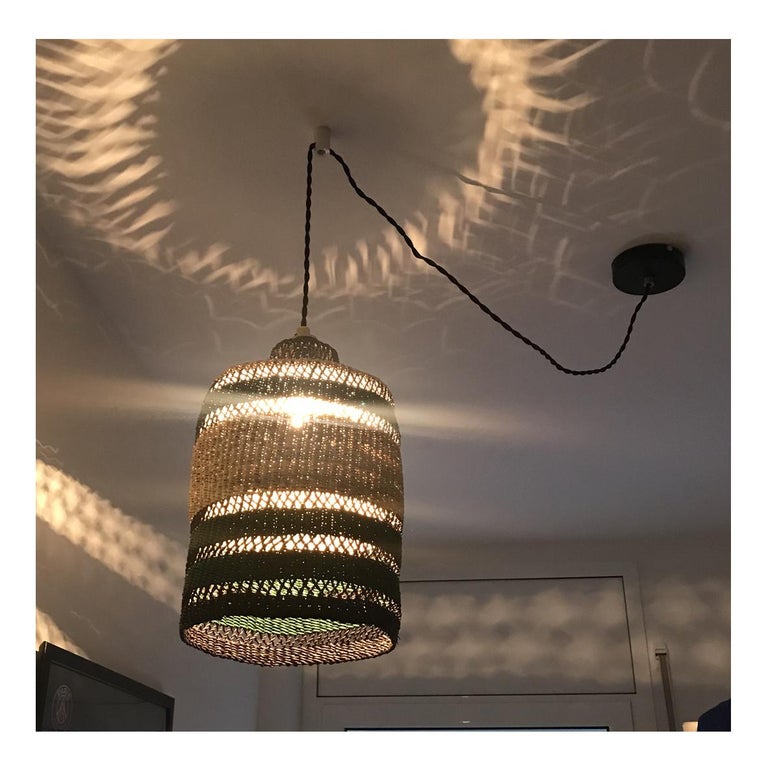 Contemporary Golden Editions Small Pendant Lamp Handwoven Straw Black ...