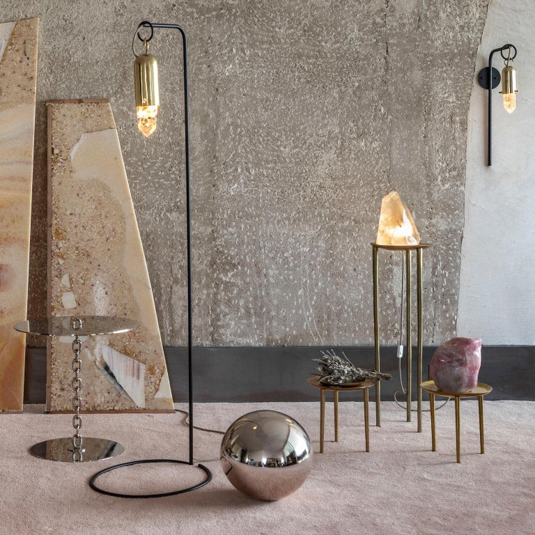 Contemporary Golden Wall Light in Cast Brass and Illuminated Raw ...