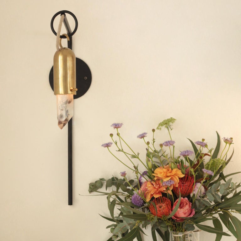Contemporary Golden Wall Light in Cast Brass and Illuminated Raw ...