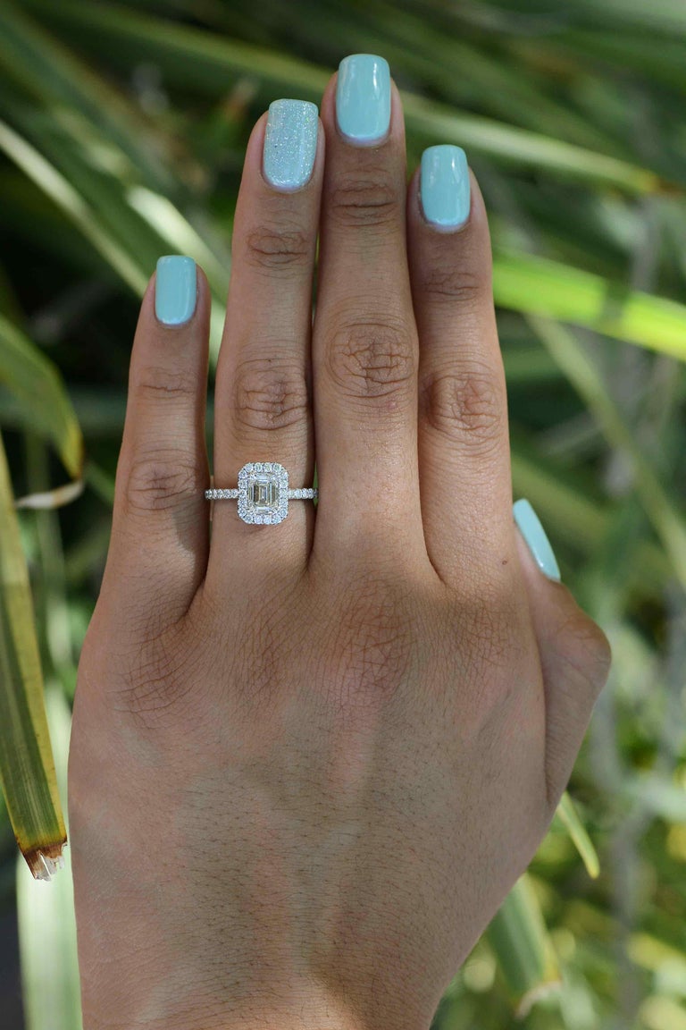 Contemporary Half Carat Emerald Cut Diamond Engagement Ring For Sale at ...