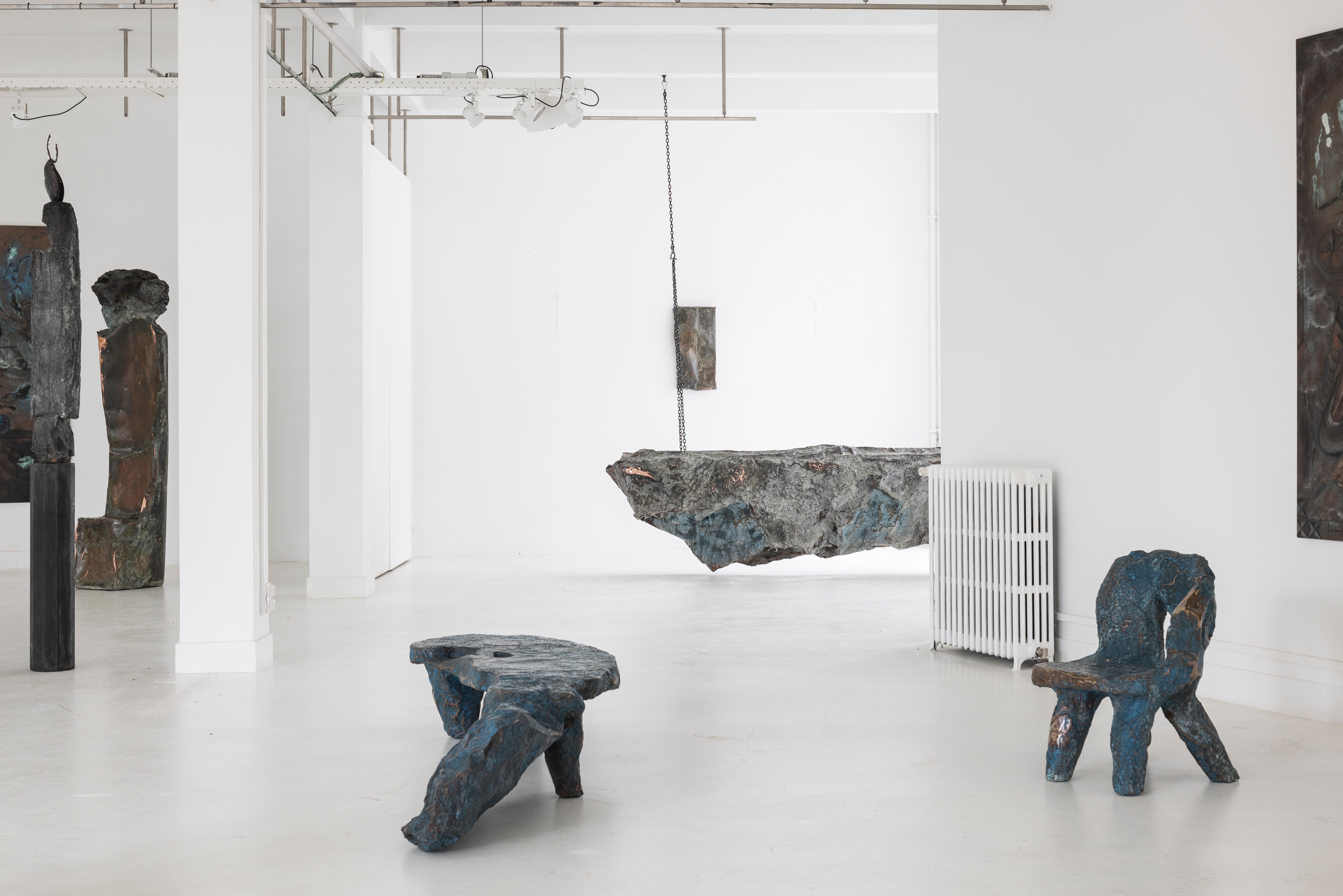 Contemporary Hammered copper Cosmic Blue I Bench by Marius Ritiu For ...