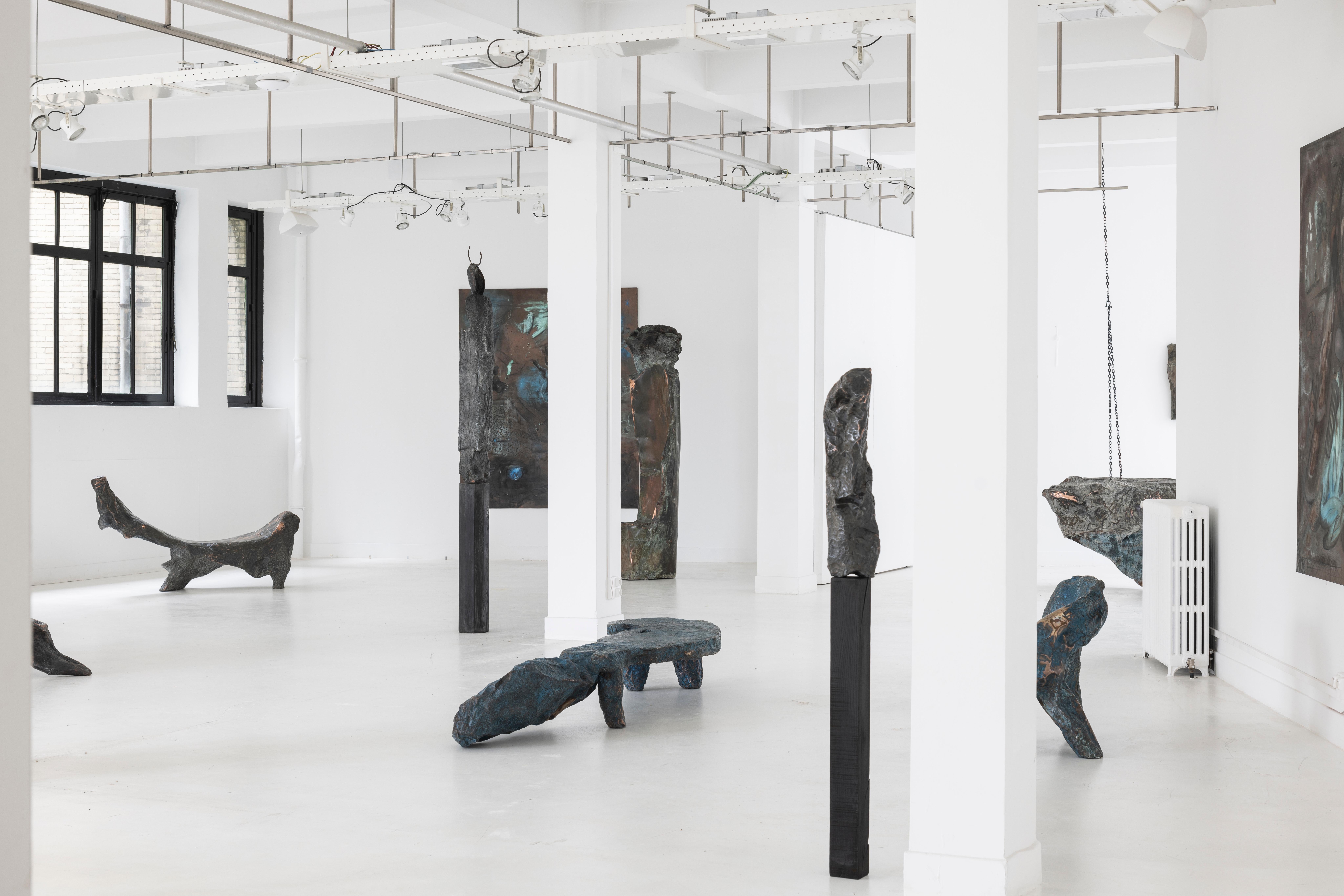 Contemporary Hammered copper Cosmic Blue I Bench by Marius Ritiu For ...