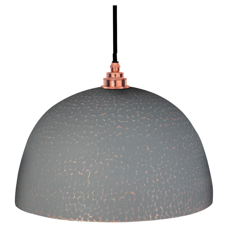 Contemporary Hand Beaten Copper Lamp in Smoke and Polished Copper For ...