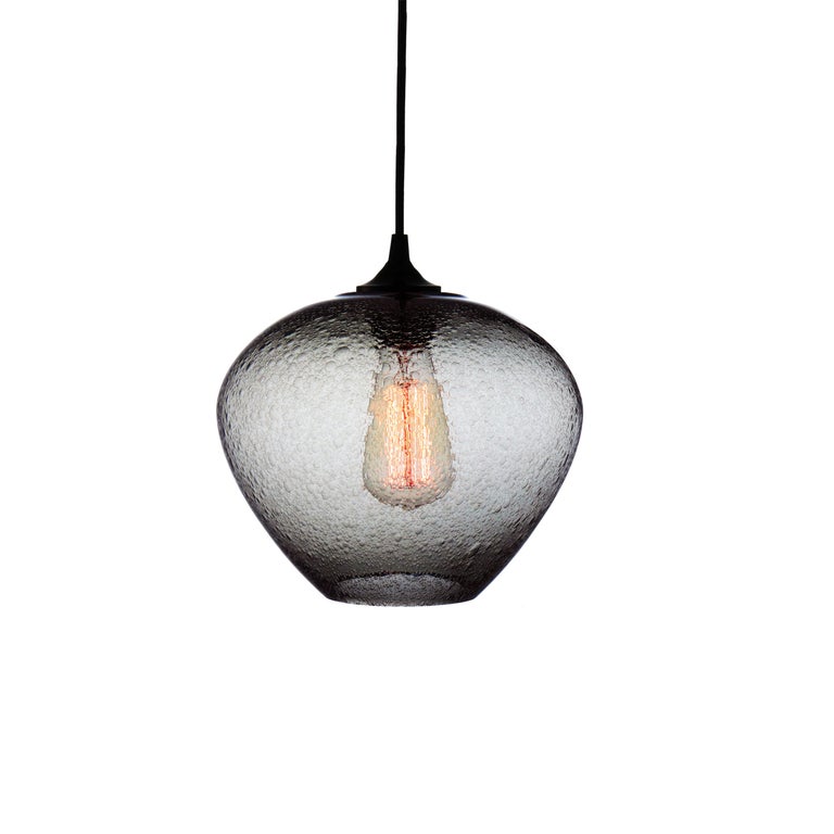 Contemporary Hand Blown Pendant Lamp in Blood Red Rustic Finish For ...