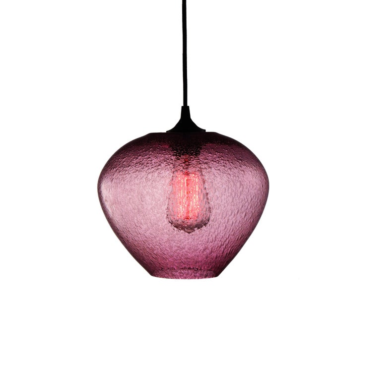 Contemporary Hand Blown Pendant Lamp in Blood Red Rustic Finish For ...