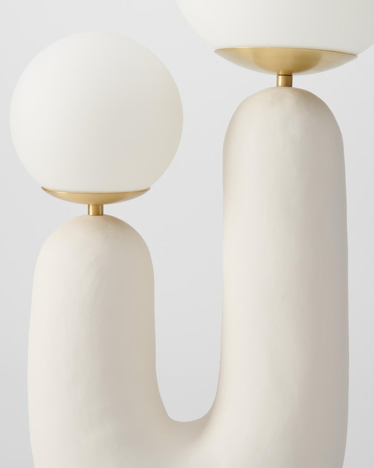 Contemporary Hand-Built Ceramic Base Oo Lamp, Painted Cream Love, Large ...