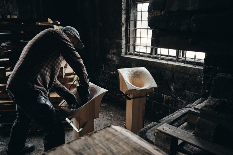 Contemporary Hand Carved Sisin Vase No. 1 in Linden Wood by Antrei ...
