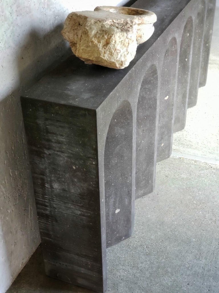 Contemporary Natural Volcanic Rock Console with Arched Detail For Sale ...