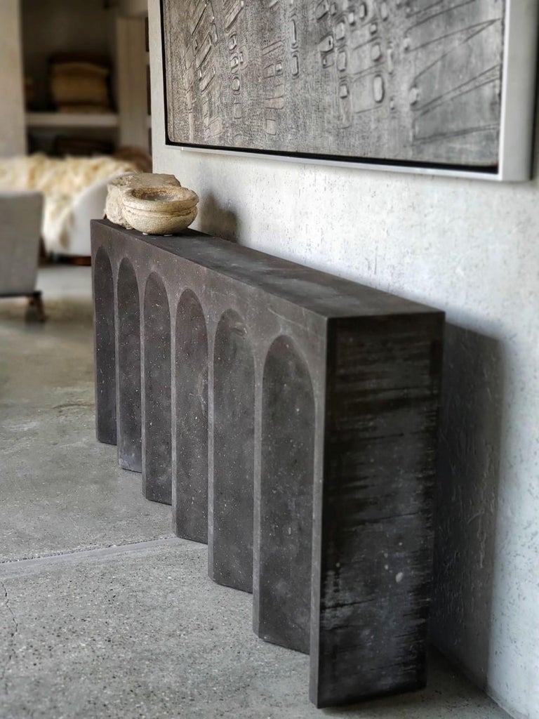 Contemporary Natural Volcanic Rock Console with Arched Detail For Sale ...