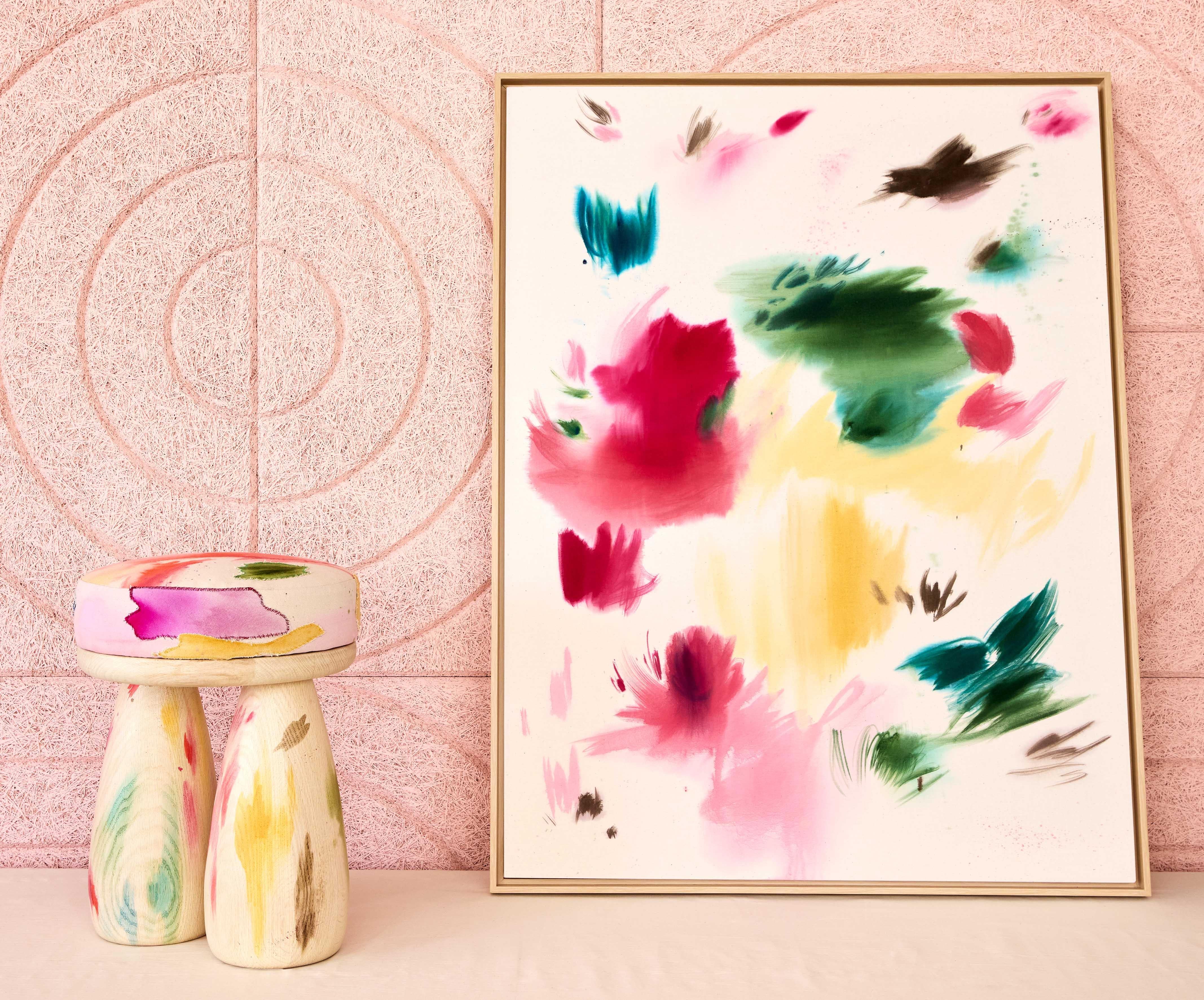 Contemporary Hand Painted Patchwork Stool Collaboration with Sydney ...