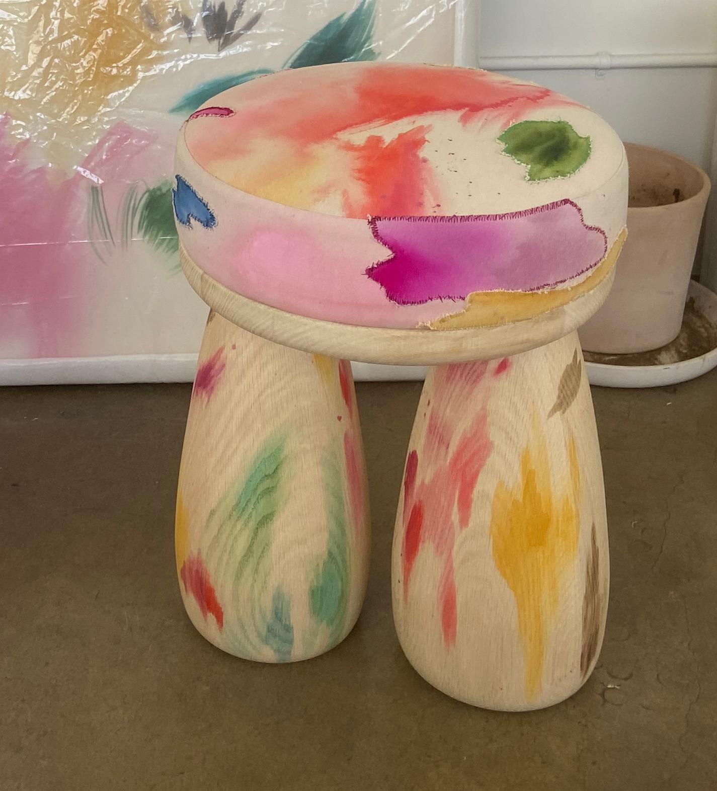 Contemporary Hand Painted Patchwork Stool Collaboration with Sydney ...