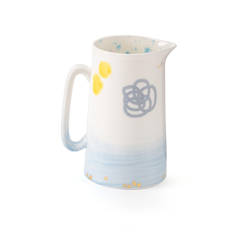 Contemporary Hand-Painted Porcelain 2 Pint Jug Pitcher, Made in Italy ...