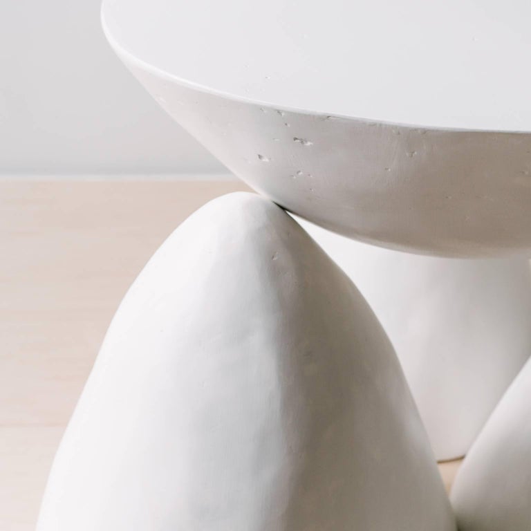 Contemporary Hand-Sculpted Plaster Twyla-03 Occasional Table with Three ...