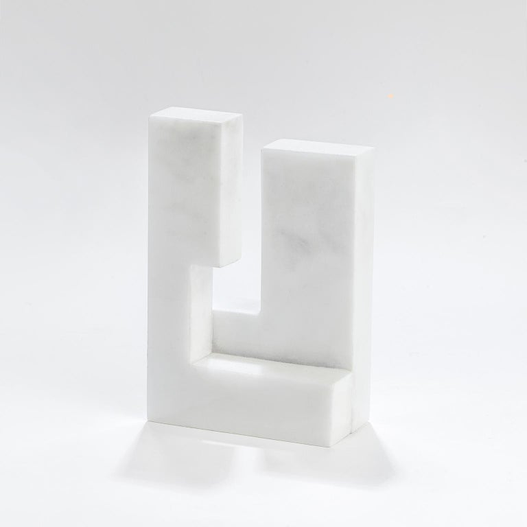 Contemporary Handcrafted Geometric Bookend "Tropi 1" in Solid Marble by ...