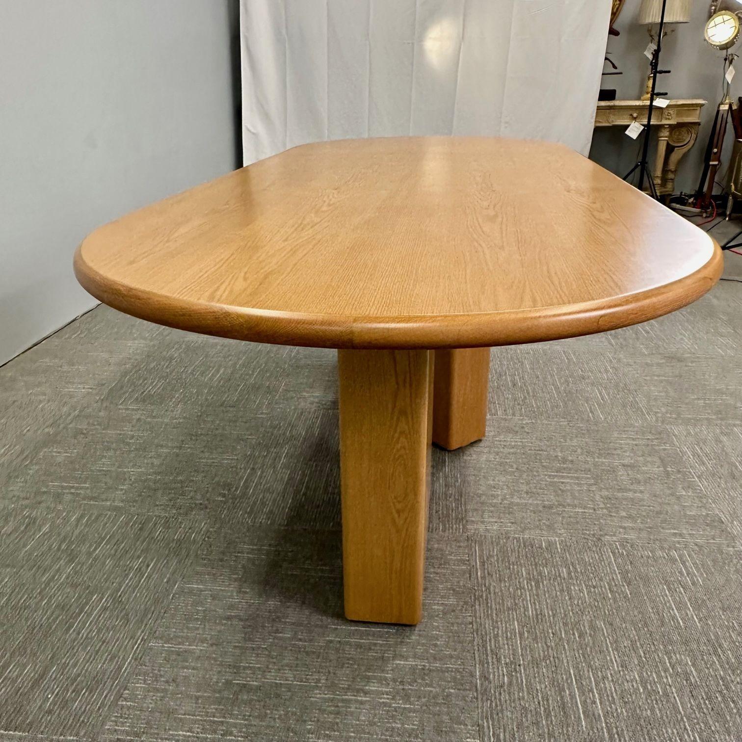 Contemporary Handcrafted Oval Dining Table, Solid Oak, Modern Pedestal ...