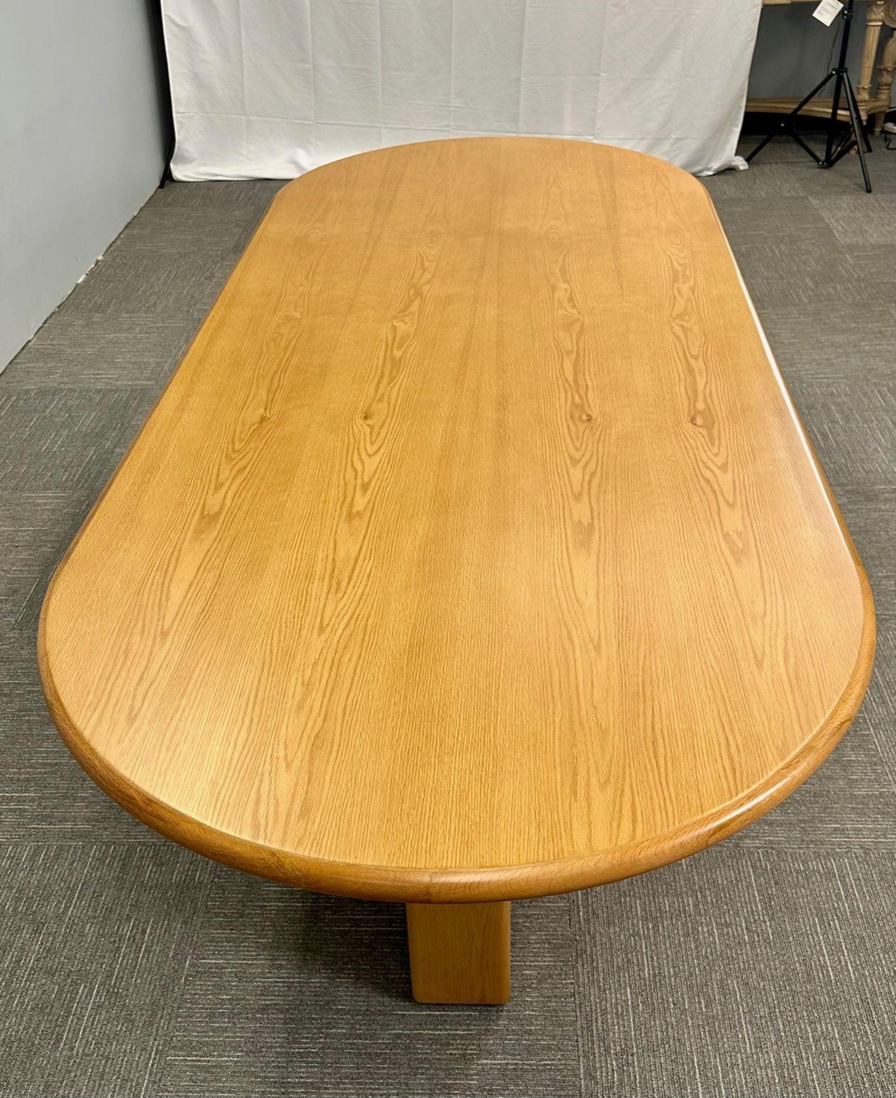 Contemporary Handcrafted Oval Dining Table, Solid Oak, Modern Pedestal ...