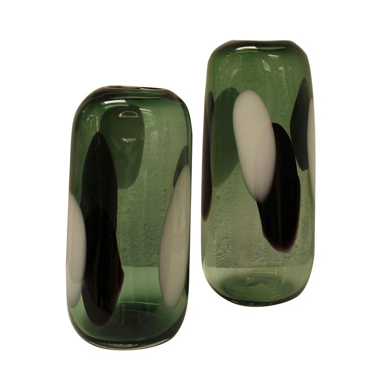 Contemporary Handcrafted Semi Transparent Green Glass Vase, Italy, 2023 ...