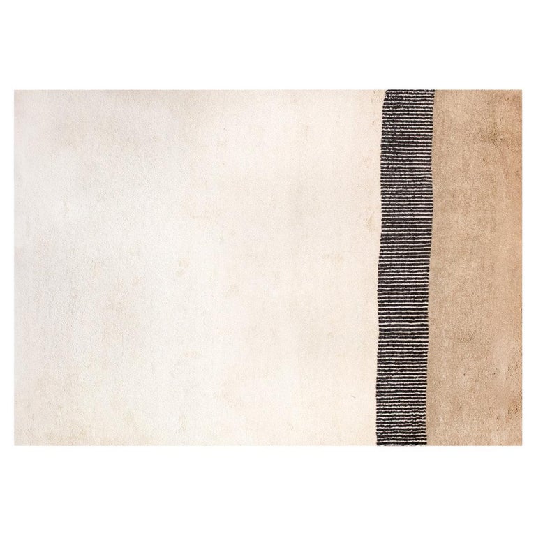 Modern Handknotted 100% Wool Rug High Pile Grey Beige Dark Grey Elegant ...