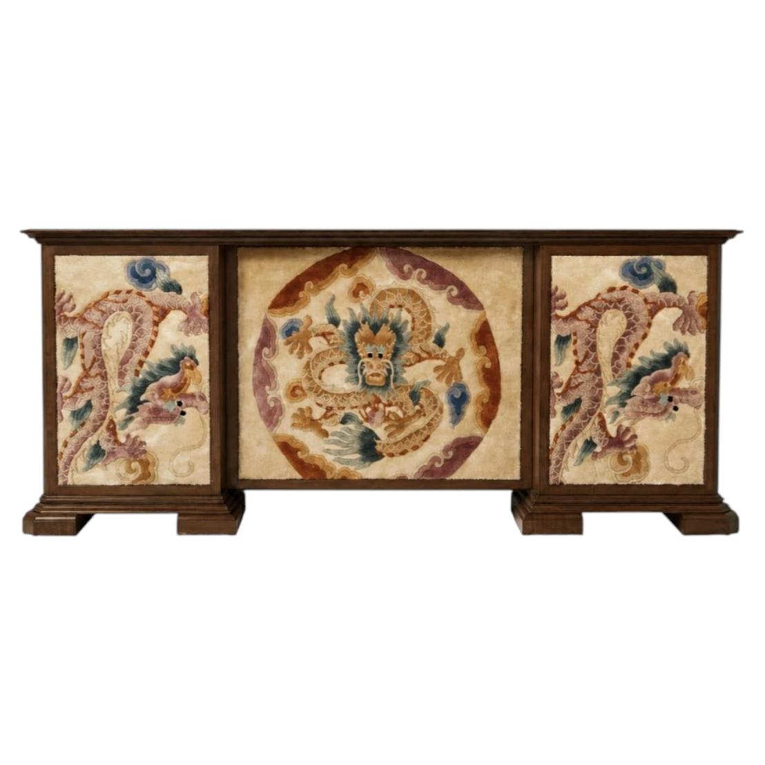 Contemporary Handmade Antique Chinese Carpet and Wood Desk by Keren ...