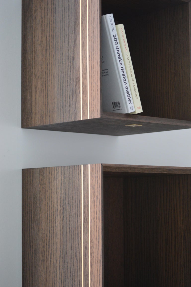 Il Padrino, Scandinavian Bookcase in Stained Oak with Brass Décor For ...