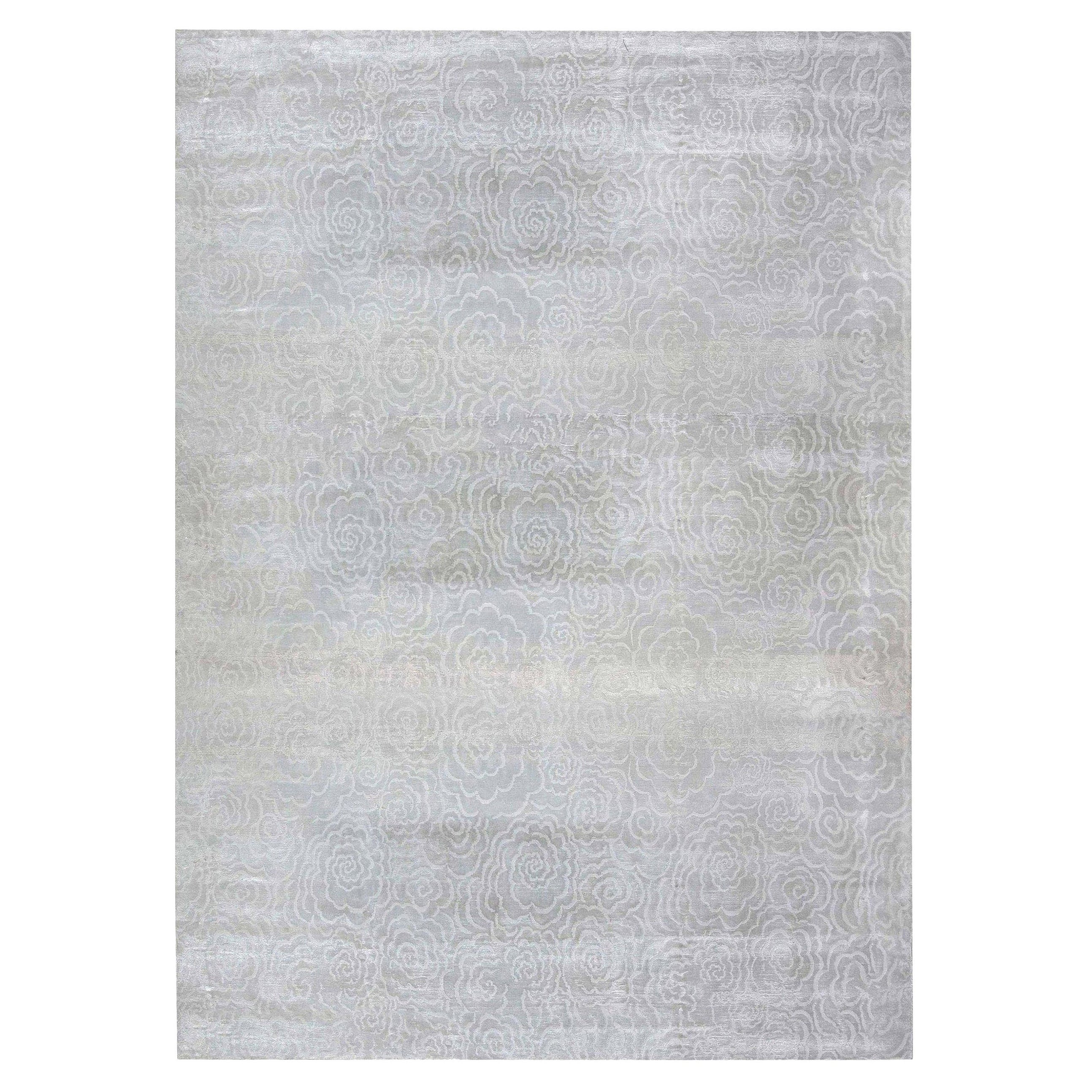 Contemporary Ribbon Design White Handmade Wool Rug by Doris Leslie Blau ...