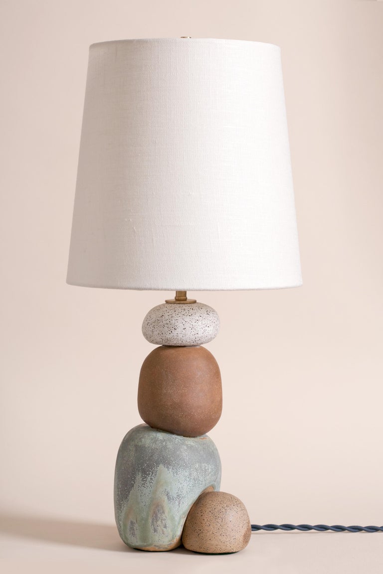 West Lamp- Contemporary Handmade Ceramic glazed, White, Green, Red Clay ...