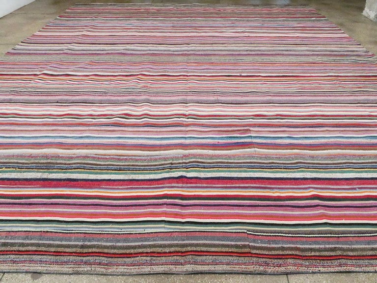 Contemporary Handmade Colorful Turkish Oversize Square Flat-Weave Rug ...