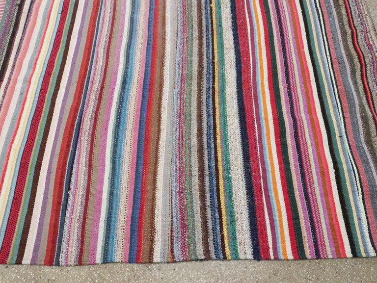 Contemporary Handmade Colorful Turkish Oversize Square Flat-Weave Rug ...