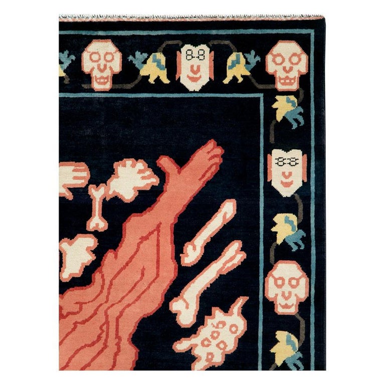 Contemporary Handmade Flayed Man Tantra Accent Rug For Sale at 1stDibs