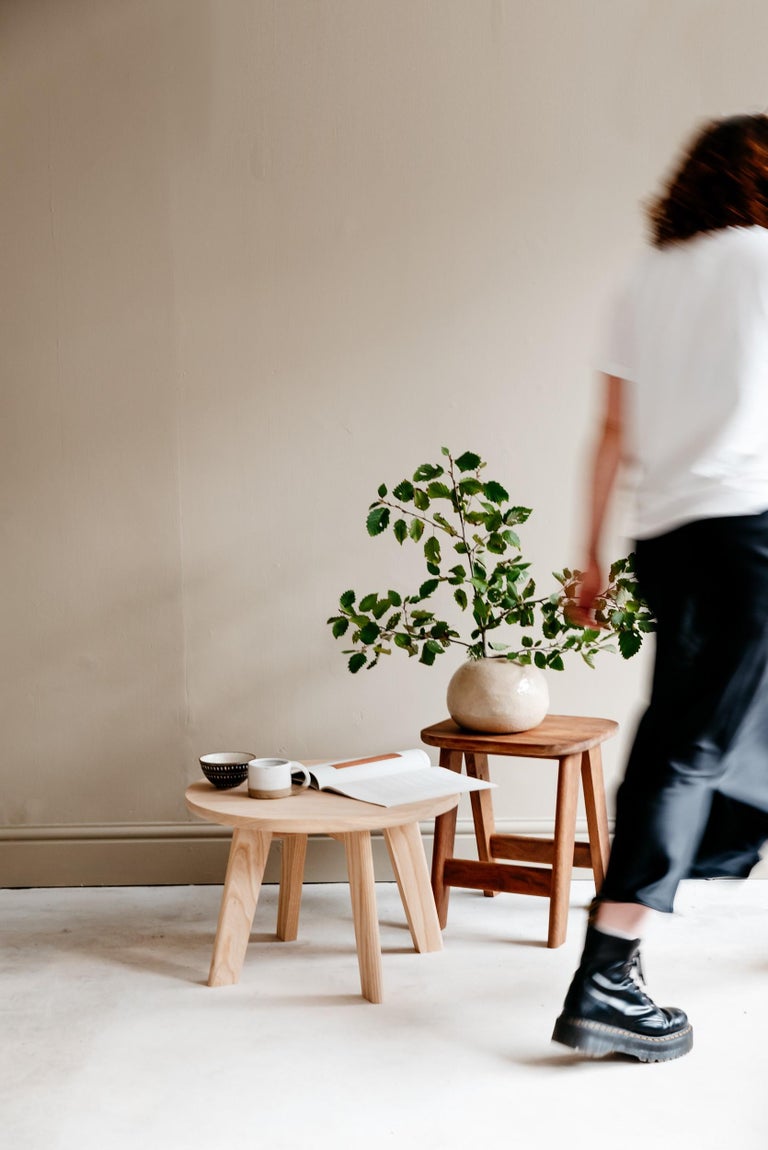 Contemporary Handmade Iroko Low Stool For Sale at 1stDibs