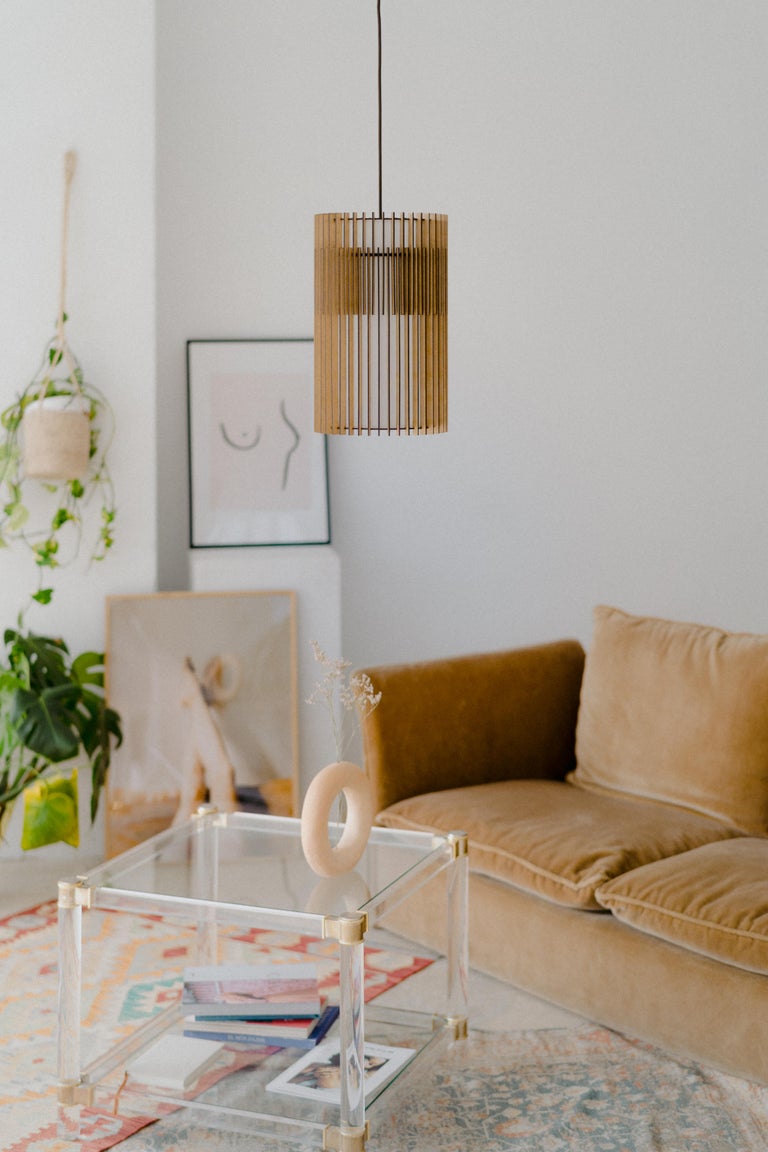 Contemporary, Handmade Pendant Lamp, MDF Wood, by Mediterranean Objects ...